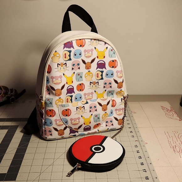 Pokemon | Bags | Pokemon White And Multicolor Backpack With Pokeball ...